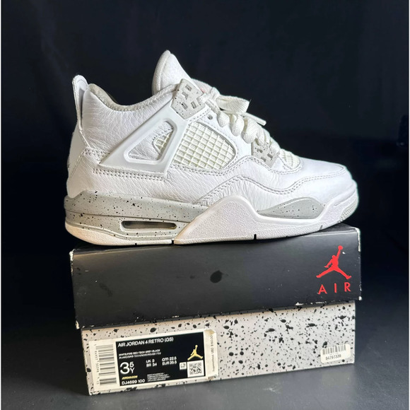 Jordan | Shoes | Air Jordan 4 Retro Gs White Oreo Sneakers Size 35y ...